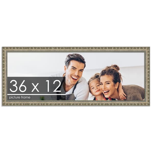 36x12 Frame Silver Ornate Antique Solid Wood Picture Panoramic Frame ...