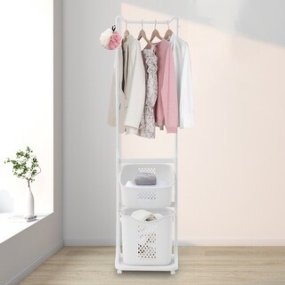 Oukaning Laundry Basket Hampers with Clothes Rack - Bed Bath & Beyond ...