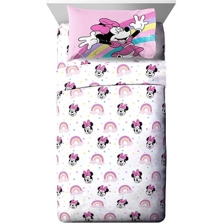 Disney Minnie Mouse Rainbow Stripe 100% Microfiber Sheet Set - Bed Bath ...