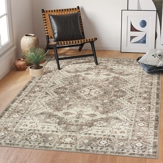 5x7 Area Rugs-Stain Resistant Washable Rug,Tribal Area Rugs, Ivory - 5 ...