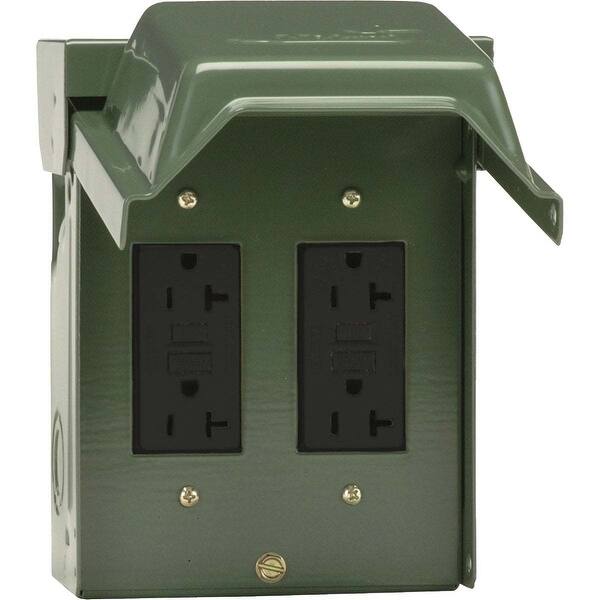 GE Backyard 20A Green Residential Grade 5-20R GFCI Outlet with 2 ...