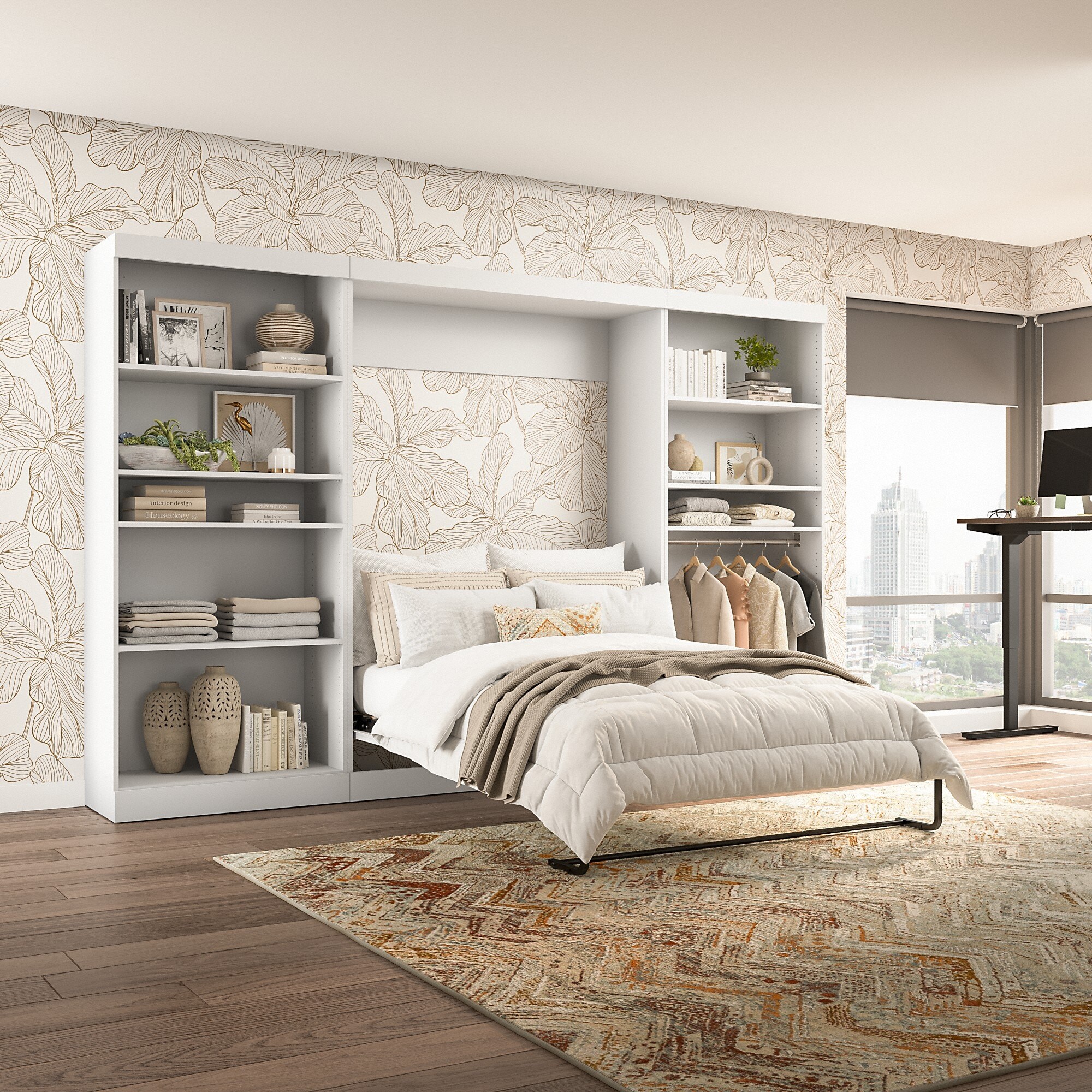 Pur Queen Murphy Bed with Closet Organizer (101W) by Bestar - On Sale ...