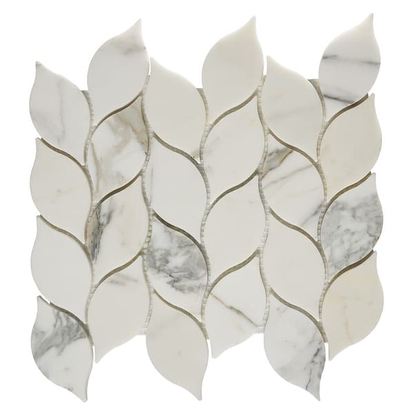 Calacatta Marble Leaf Honed Mosiac Tile - Bed Bath & Beyond - 37076364