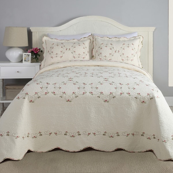 Modern Heirloom Felisa Floral Embroidered Bedspread - Bed Bath & Beyond ...
