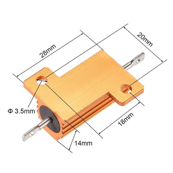 25W 25 Ohm 5% Aluminum Housing Resistor Wirewound Resistor Gold Tone 3 ...