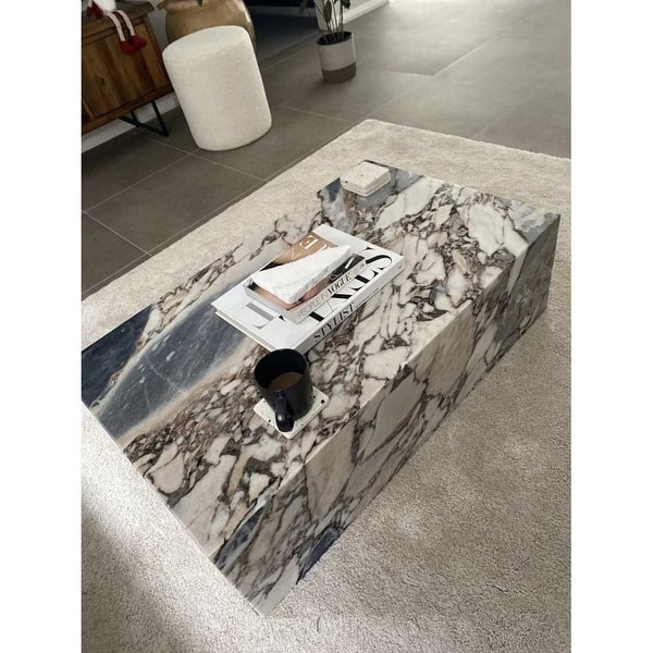 Genuine Marble Block Coffee Table - Blue Galaxy Marble - Bed Bath ...