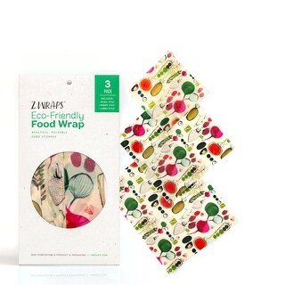 Z Wraps 3-Pack Reusable Beeswax Food Wrap and Food Storage Saver - Bed ...