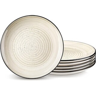 Dinner Plates Set of 6, 10.5 Inch Dish Set, Beige Ceramic Plates - Bed ...