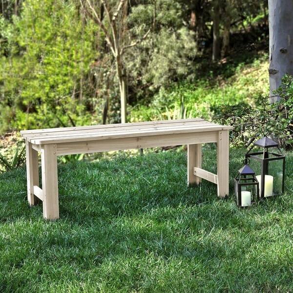 Outdoor Patio Backless Cedar Wood 4-ft. Garden Bench in Natural Finish ...