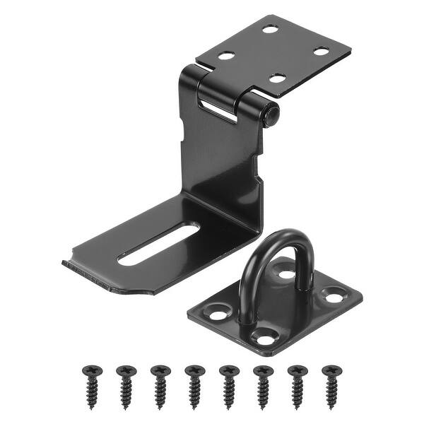 Padlock Latch, Stainless Steel 90 Degree Barn Door Hasp Lock, Black ...