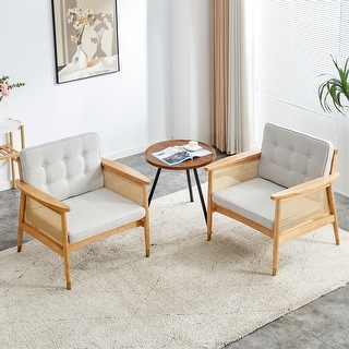 Imitation Rattan Solid Wood Sofa with Comfortable Sponge Sofa Cushion ...