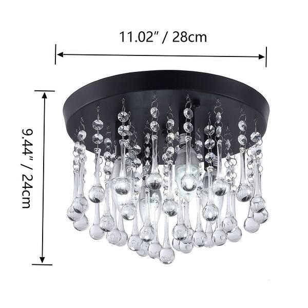 Modern 4-Light Crystal Drop Shape Flush Mount Ceiling Lighting Fixture ...