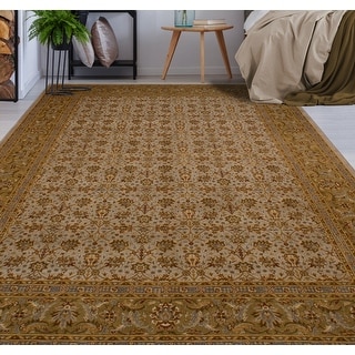 Noori Rug Turkish-Knotted Ankara Harmony Green/Gold Rug - 9'2 x 12'2 ...