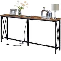 70 Inch Console Table with Outlet, Extra Long Sofa Table with Charging ...