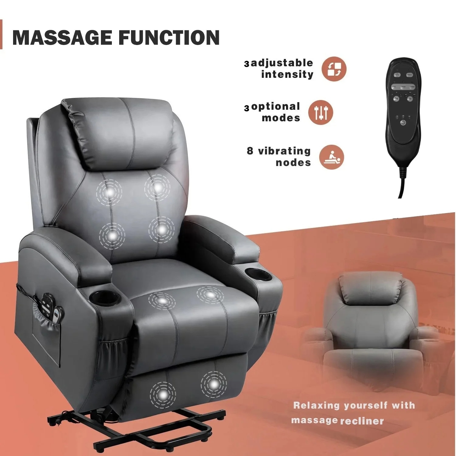 Homall Faux Leather Power Lift Recliner Chair with Massage On Sale Bed Bath Beyond 33062933
