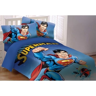 DC 4-PC Superman Universe Bedding Reversible Comforter Set Soft Luxury ...