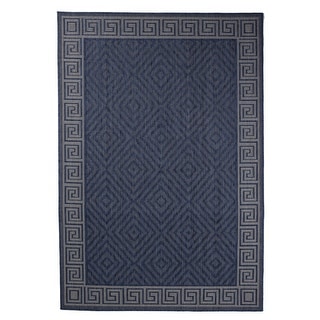 Furnish My Place Outdoor Collection Geometric Midnight Blue Area Rug ...