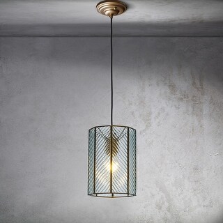 CraftHome 1 Light Compact Ribbed Glass Pendant Light Antique Brown ...