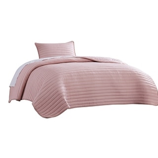 Cabe 2 Piece Twin Comforter Set, Polyester Puffer Channel Quilt, Rose ...