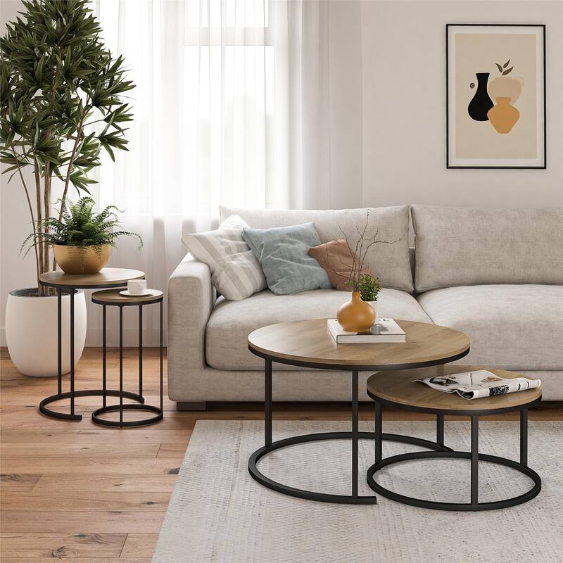 Ameriwood Home Clarine 4-Piece Nesting Coffee and End Table Bundle ...