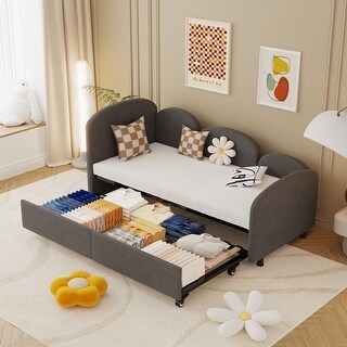 Modern Design Twin Size Velvet Upholstered Daybed with Storage Drawers ...