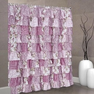 Flamenco Fabric Ruffled Shower Curtain 72 x 72 Pink - Bed Bath & Beyond ...