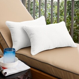 Sorra Home Sunbrella Textured White Indoor/Outdoor Corded Pillows (Set ...