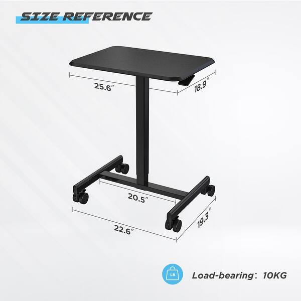 Black Mobile Laptop Computer Desk Adjustable Height with Wheels - Bed ...