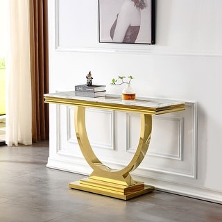 Modern Rectangular Marble Console Table - Bed Bath & Beyond - 37783046