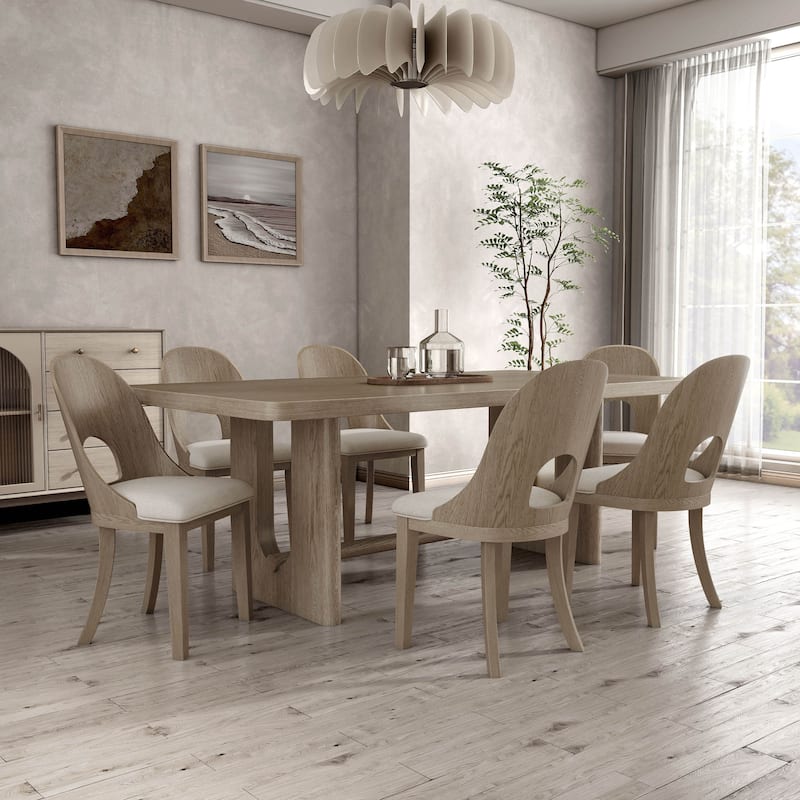 Furniture of America Piez Modern 5-Piece Solid Wood Round Dining Set ...