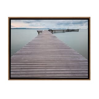 Stratton Home Decor Wood Pier On The Lake Framed Canvas Wall Art ...