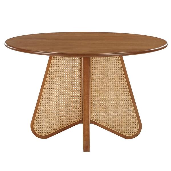 Best Master Furniture Yuna Walnut and Rattan 48" Dining Table - Bed ...
