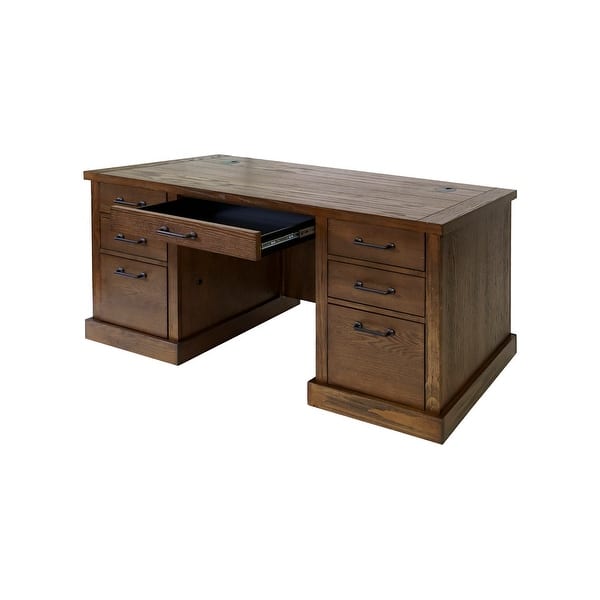 Avondale Double Pedestal Desk, Office Writing Table, Wood Executive ...