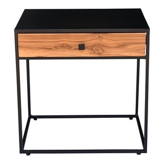 Aurelle Home Mayora Modern Teak and Iron Side Table with Drawer - Bed ...