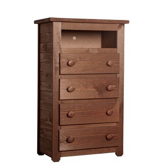 Wooden 4 Drawers Media Chest With 1 Top Shelf In Mahogany Finish, Brown ...
