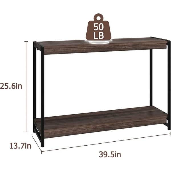 2 Tier Console Table Hallway Storage Shelf Display Accent Sofa Brown ...