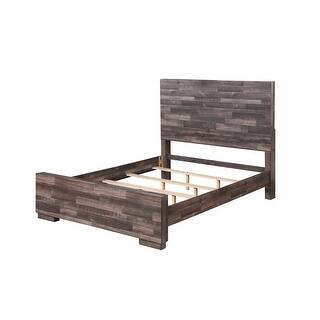 Rustic Juniper Queen Platform Panel Bed with Plank Pattern Headboard ...