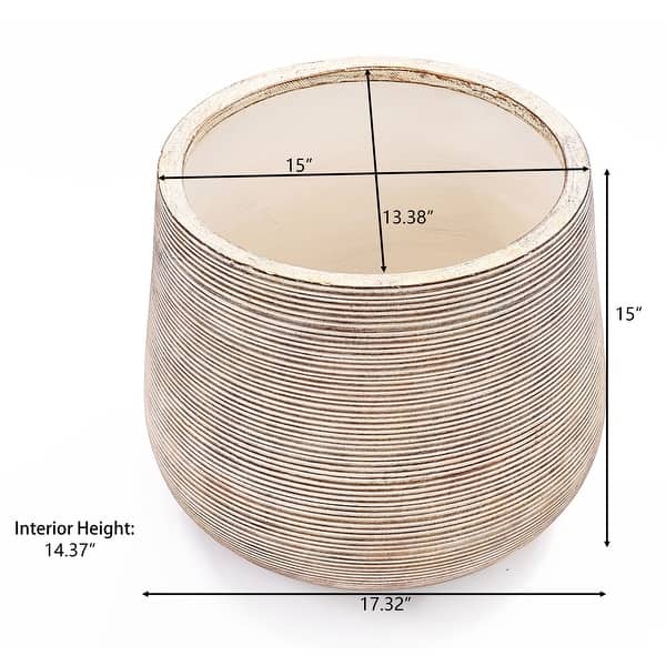 17.32" Diameter Handmade Distressed Fiber Stone Round Pot Planters - 15 ...