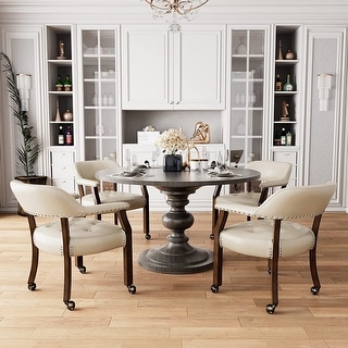 Dining Chair with Casters Leather Chair with Caster Nailhead Dining ...