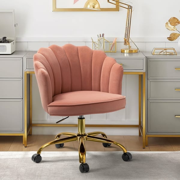 Belanda Modern Velvet Task Chair with Tufted Back Golden base by HULALA ...