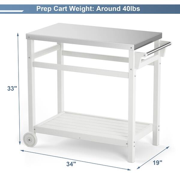 Outdoor Steel Movable Dining Cart Table with 4 Weels - Bed Bath ...