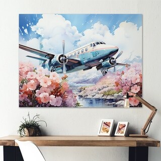 Designart "Floral Art Of Aviation" Plane Wall Art - Bed Bath & Beyond ...