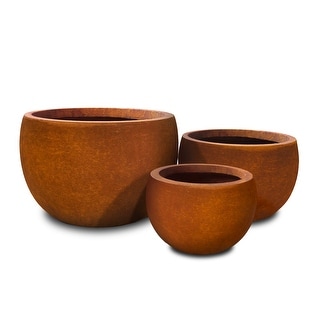 Kante 20", 16", 12"W Iron Oxide Finish Round Planters (Set of 3 ...