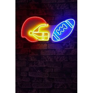 21" Novelty NFL Football Gear Led Neon Sign Blue Football Wall Décor ...