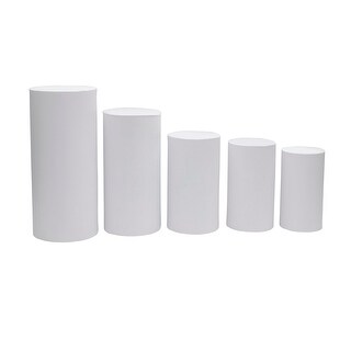 5 Pcs White Covers Only for Cylindrical Cake Display Pillar Round ...