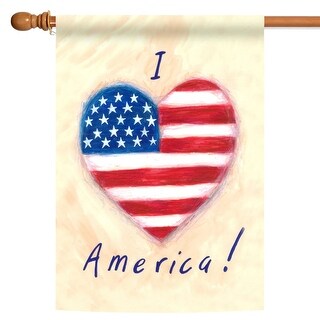 Patriotic "I Heart America!" Fade-Resistant Outdoor Flag - 40" x 28 ...