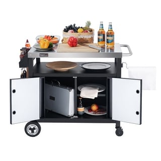 Royal Gourmet Movable Kitchen Cart Grill Prep Table with Storage - Bed ...