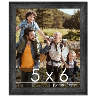 5x6 Distressed/Aged Black Complete Wood Picture Frame with UV Acrylic ...