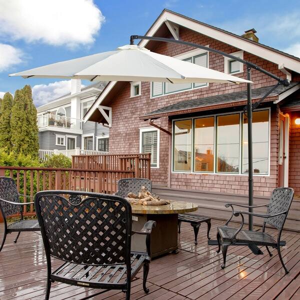 360-Degree Rotation Cantilever Hanging Patio Umbrella with Extra-large ...