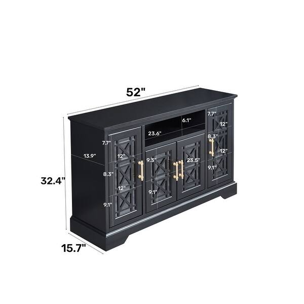 52'' Traditional Style Storage Sideboard Buffet with Four tempered ...